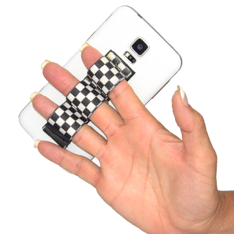 3-Loop Phone Grip - Black and White Checkers - LAZY-HANDS.comLAZY-HANDS.com