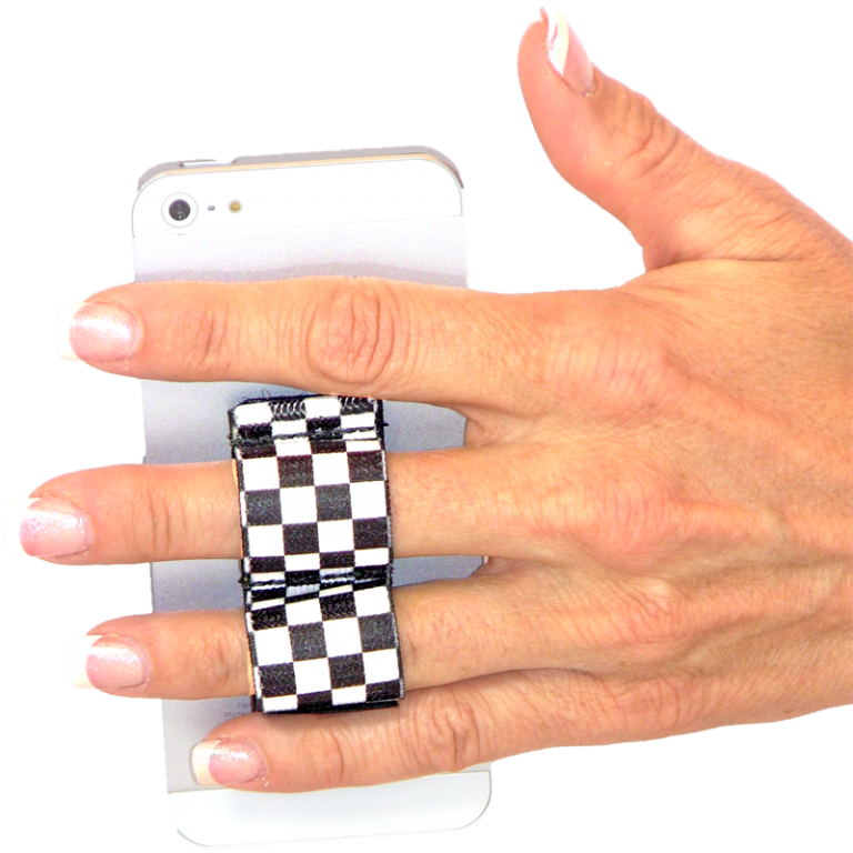 2-Loop Phone Grip - Black & White Checkers - LAZY-HANDS.comLAZY-HANDS.com